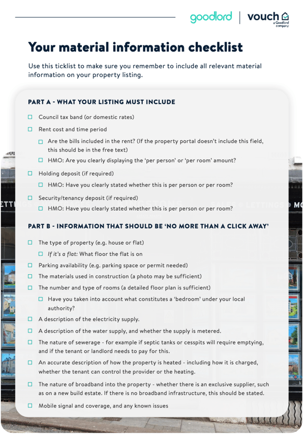 INFOSHEET: Material information checklist