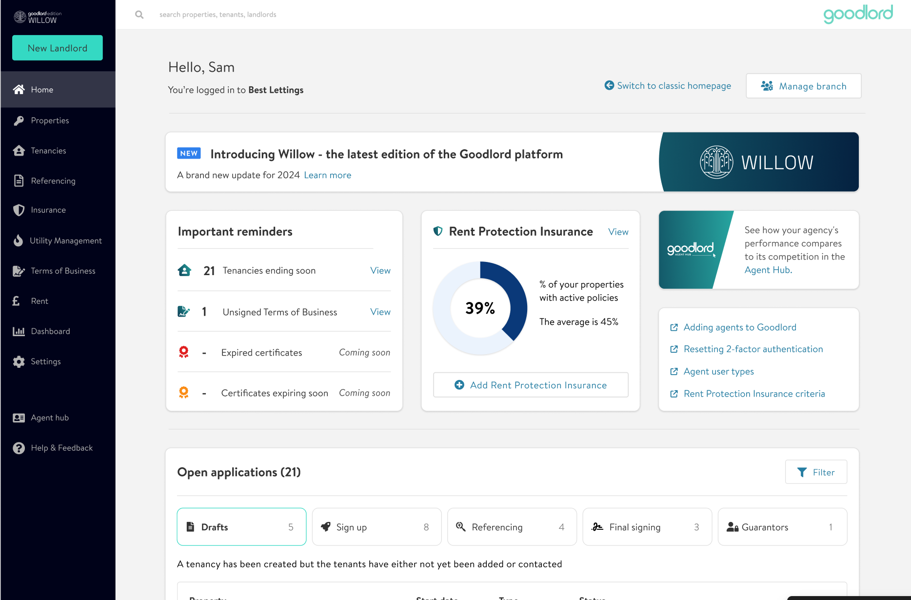 Release Notes: Goodlord, Willow | November 2023 | Platform updates